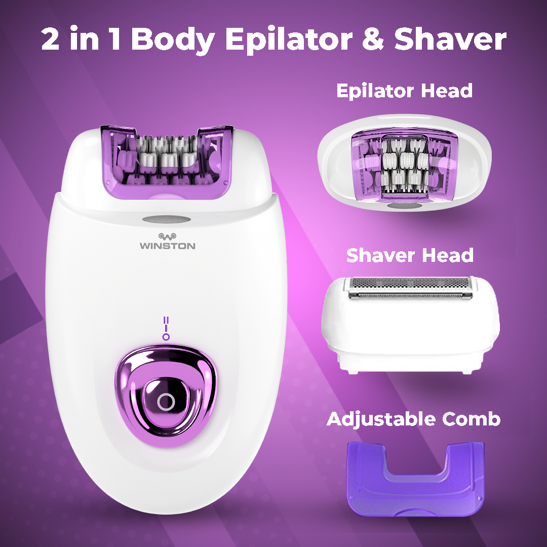 Premium White & Purple Body Epilator Shaver | Smooth & Effortless Hair ...