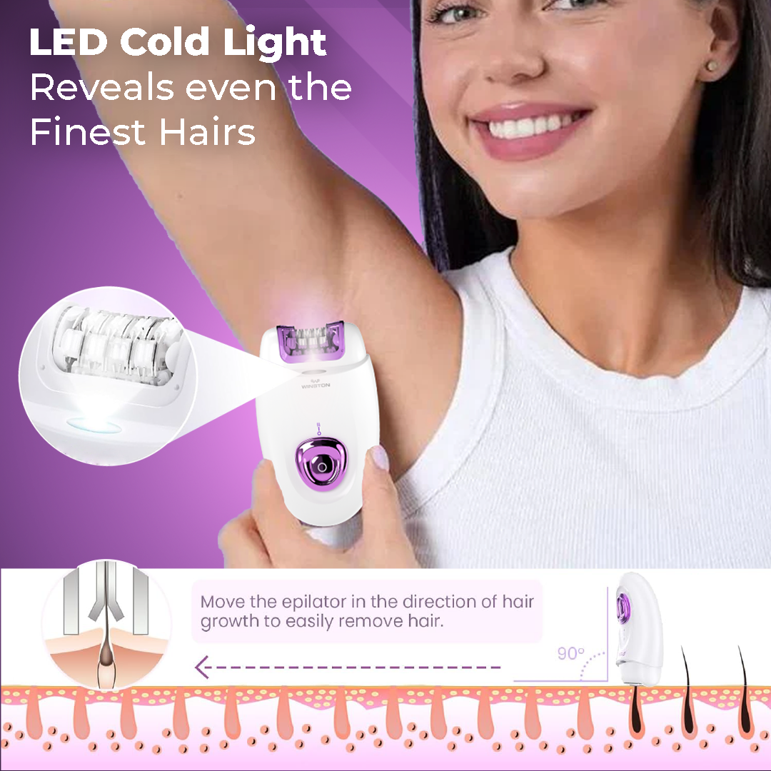 Premium White & Purple Body Epilator Shaver | Smooth & Effortless Hair ...