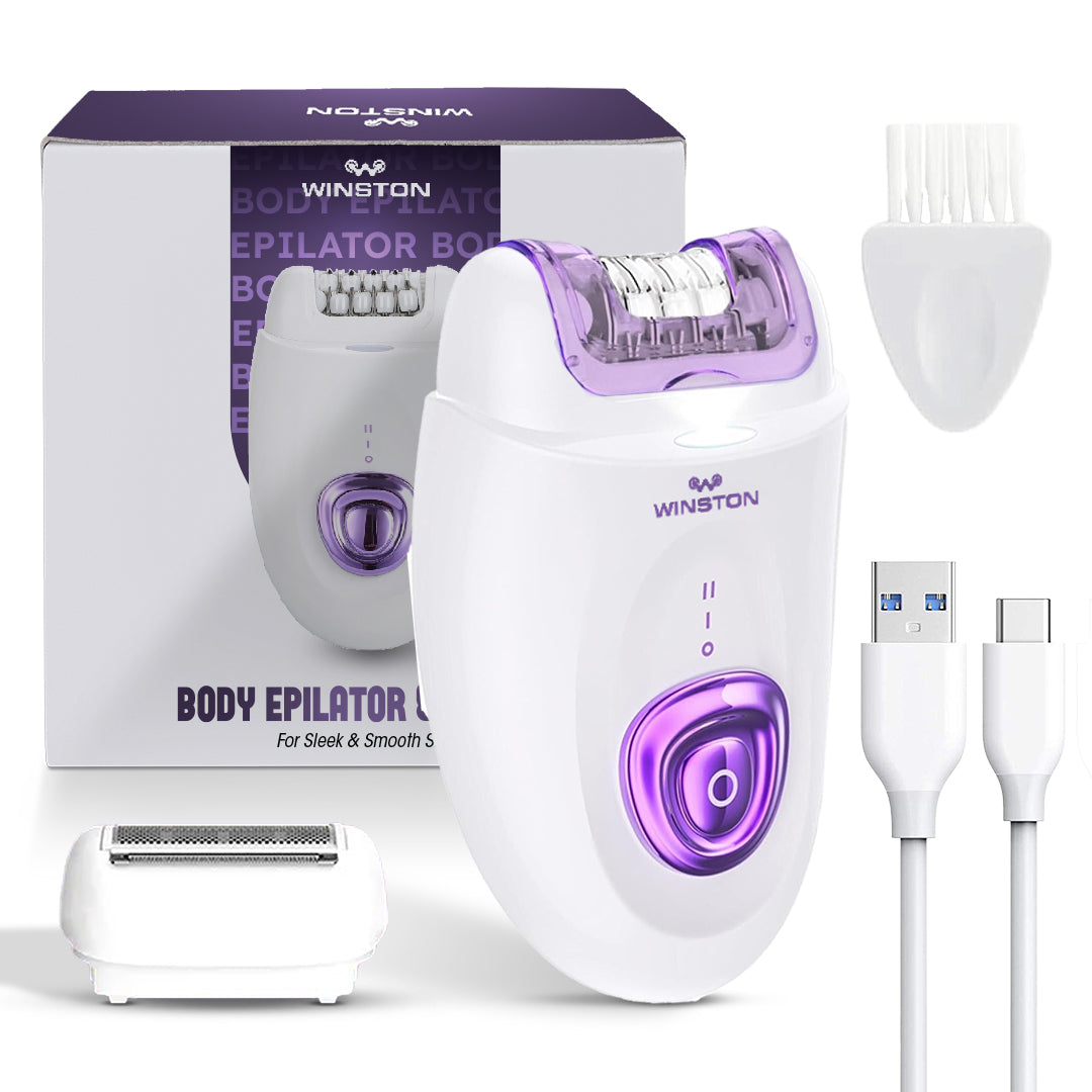 Premium White & Purple Body Epilator Shaver | Smooth & Effortless Hair ...