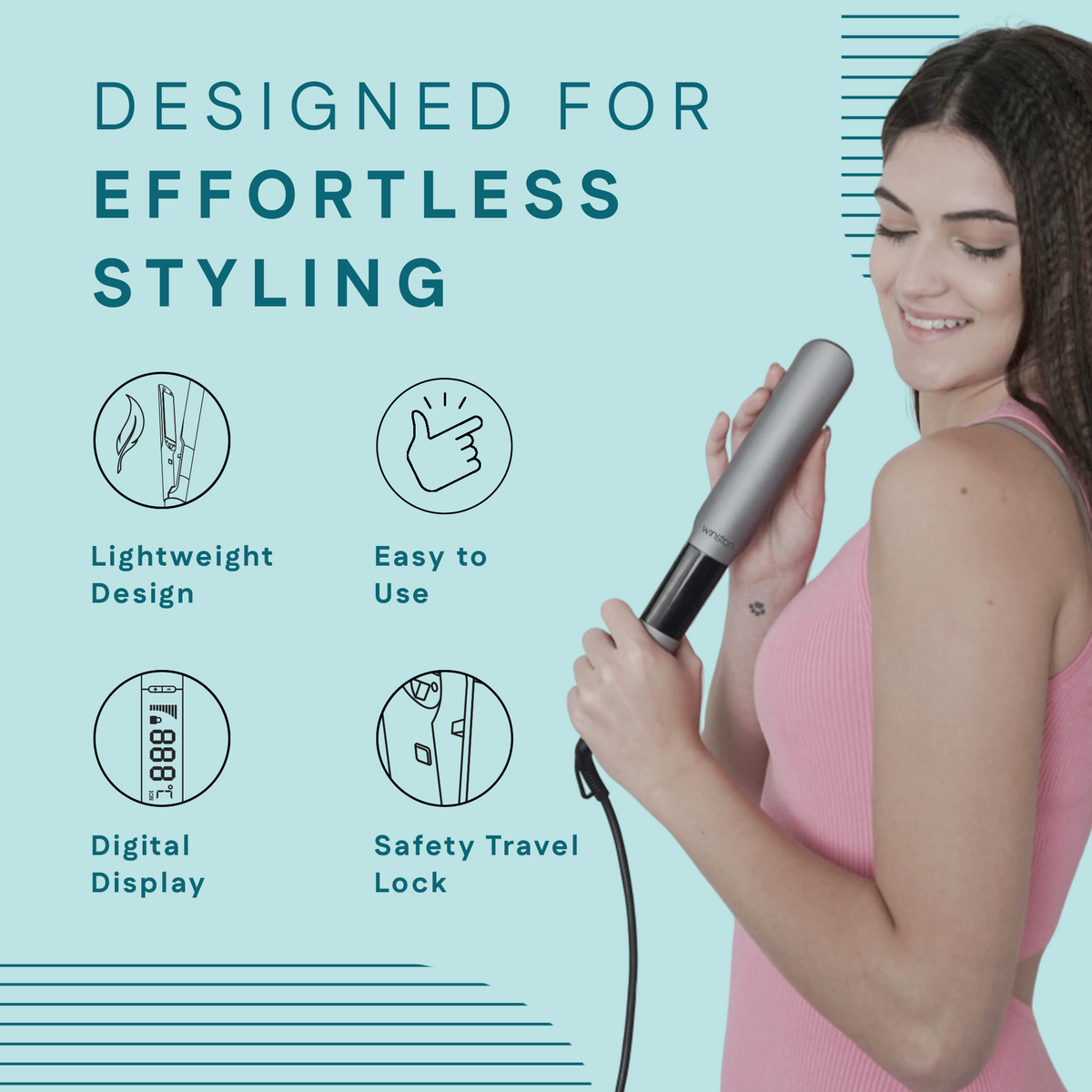 Corded Hair Straightener | Ceramic Titanium Plates for Frizz-Free Styling