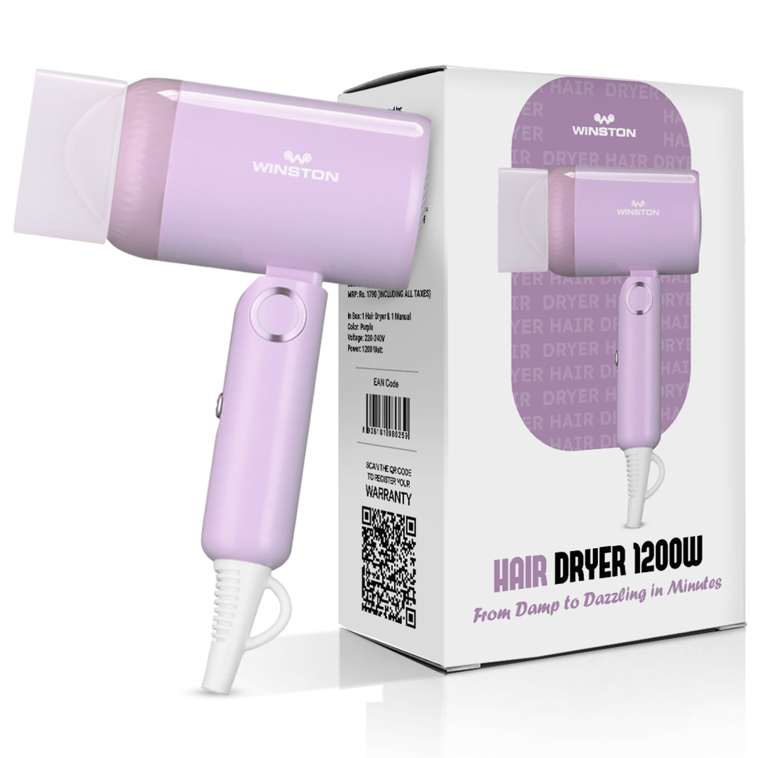 Buy WINSTON 1200 Watts Foldable Hair Dryer for Women Online – Winston ...